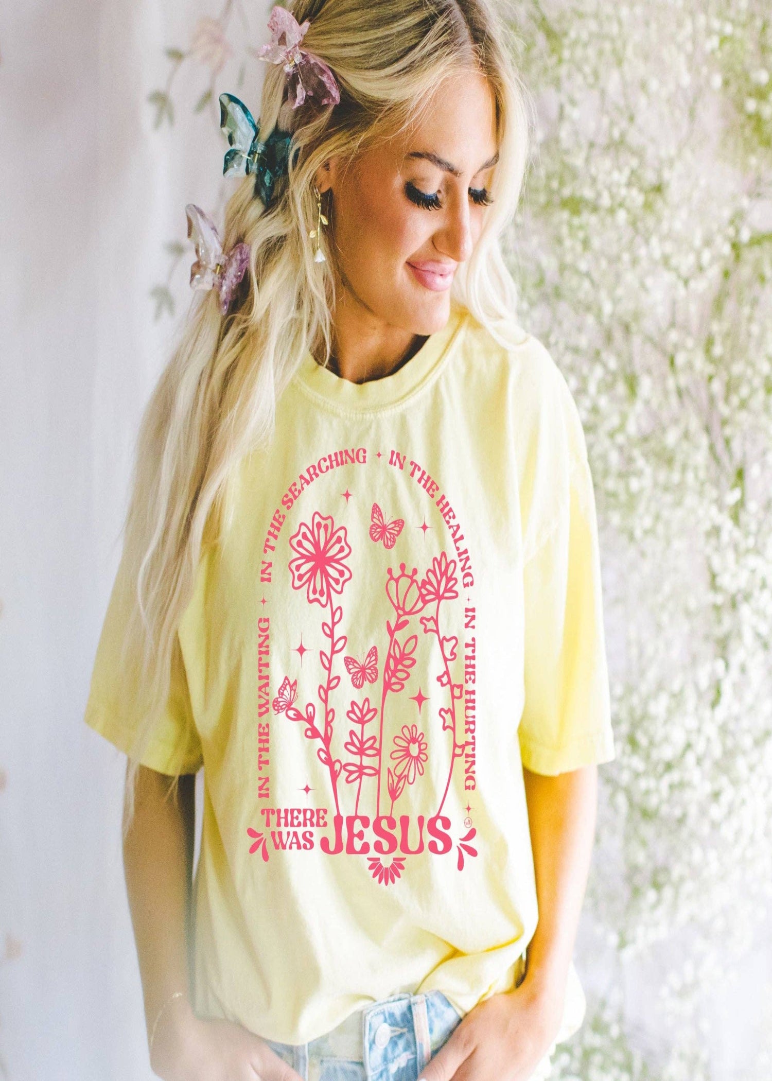 There Was Jesus Wildflowers Christian Tee – The Pineapple Post