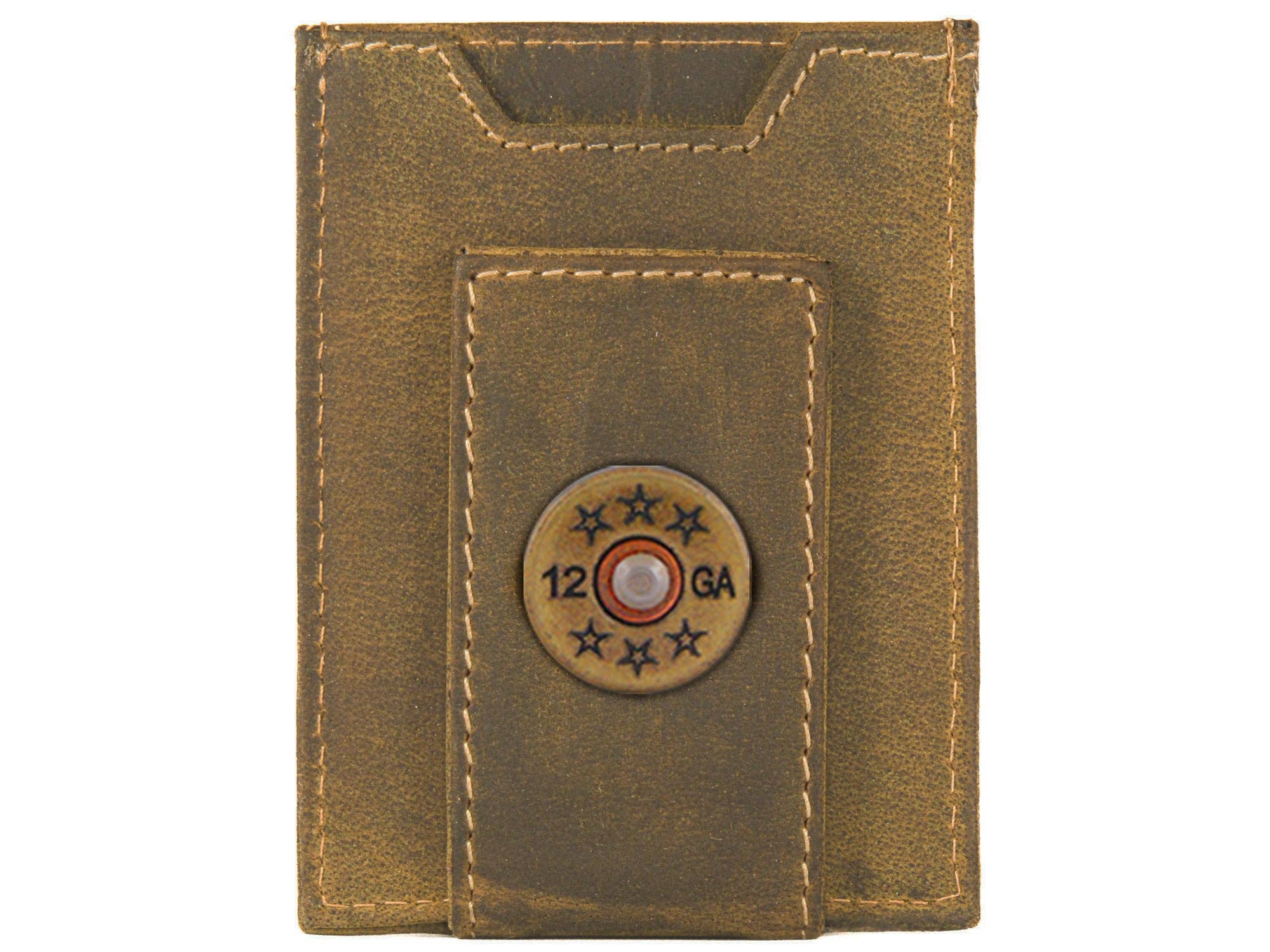 Shotshell Vintage Tan Leather Magnetic Front Pocket Wallet – The ...