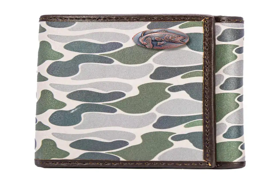 OLD SCHOOL CAMO TRIFOLD WALLET - BASS – The Pineapple Post